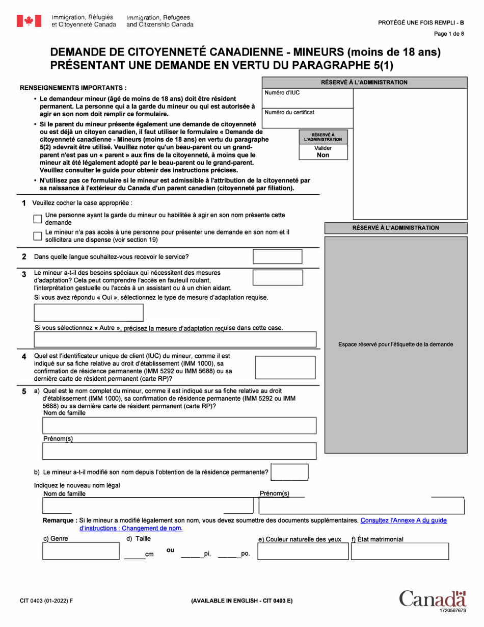Forme CIT0403 - Fill Out, Sign Online and Download Fillable PDF, Canada ...