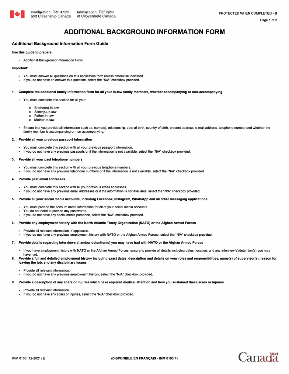 Form IMM0153 - Fill Out, Sign Online and Download Fillable PDF, Canada ...