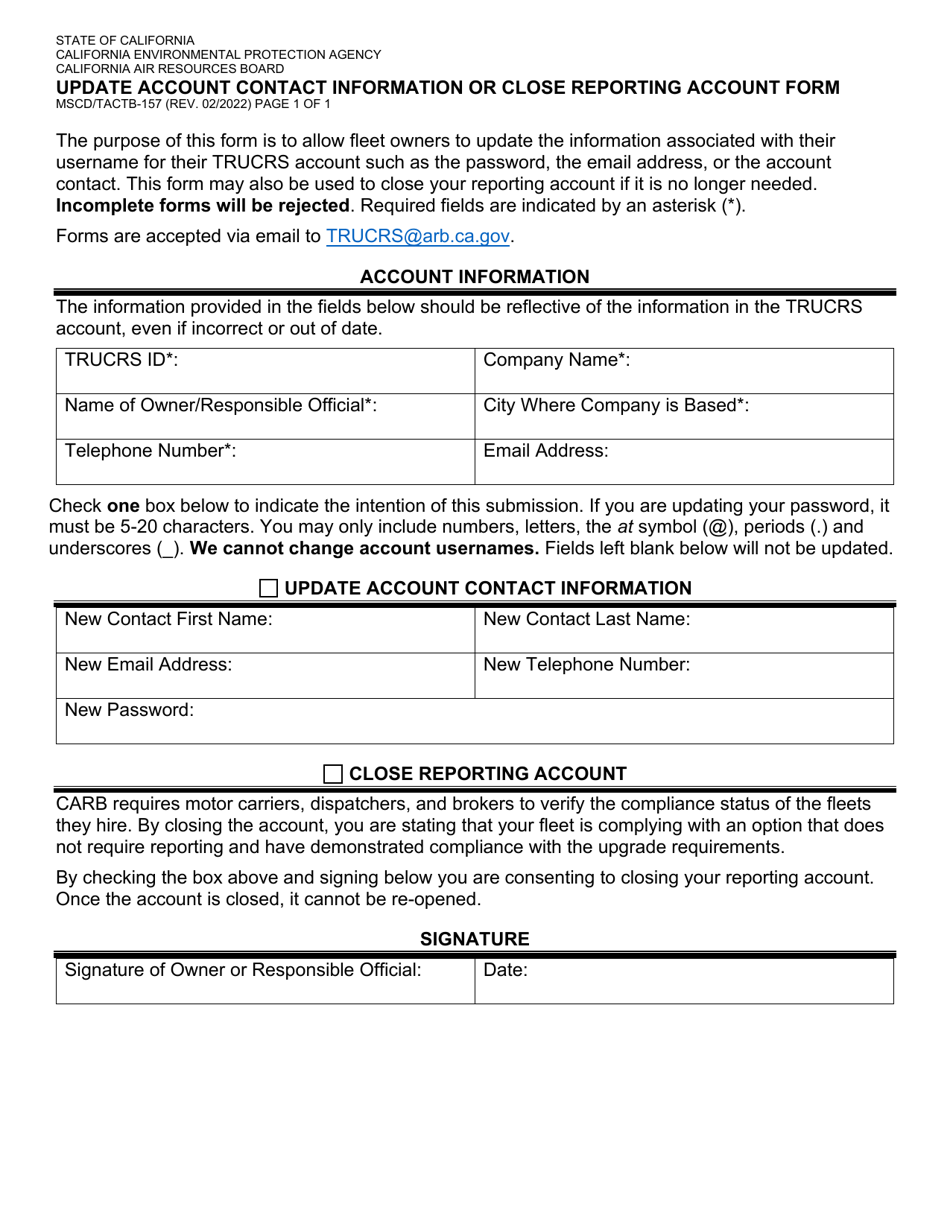 Form MSCD/TACTB-157 - Fill Out, Sign Online and Download Fillable PDF ...