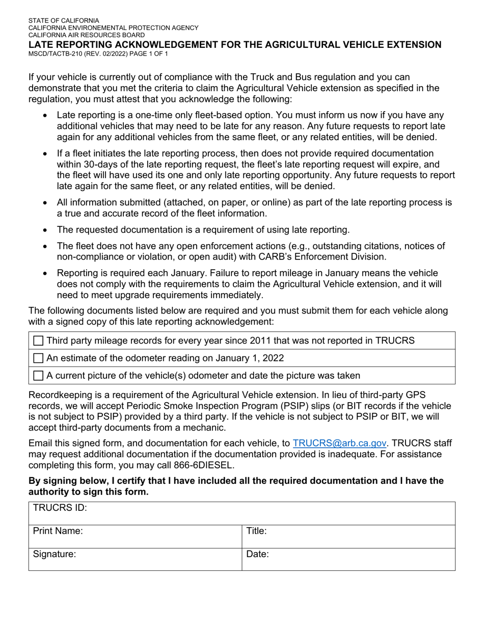 Form MSCD/TACTB-210 - Fill Out, Sign Online and Download Fillable PDF ...