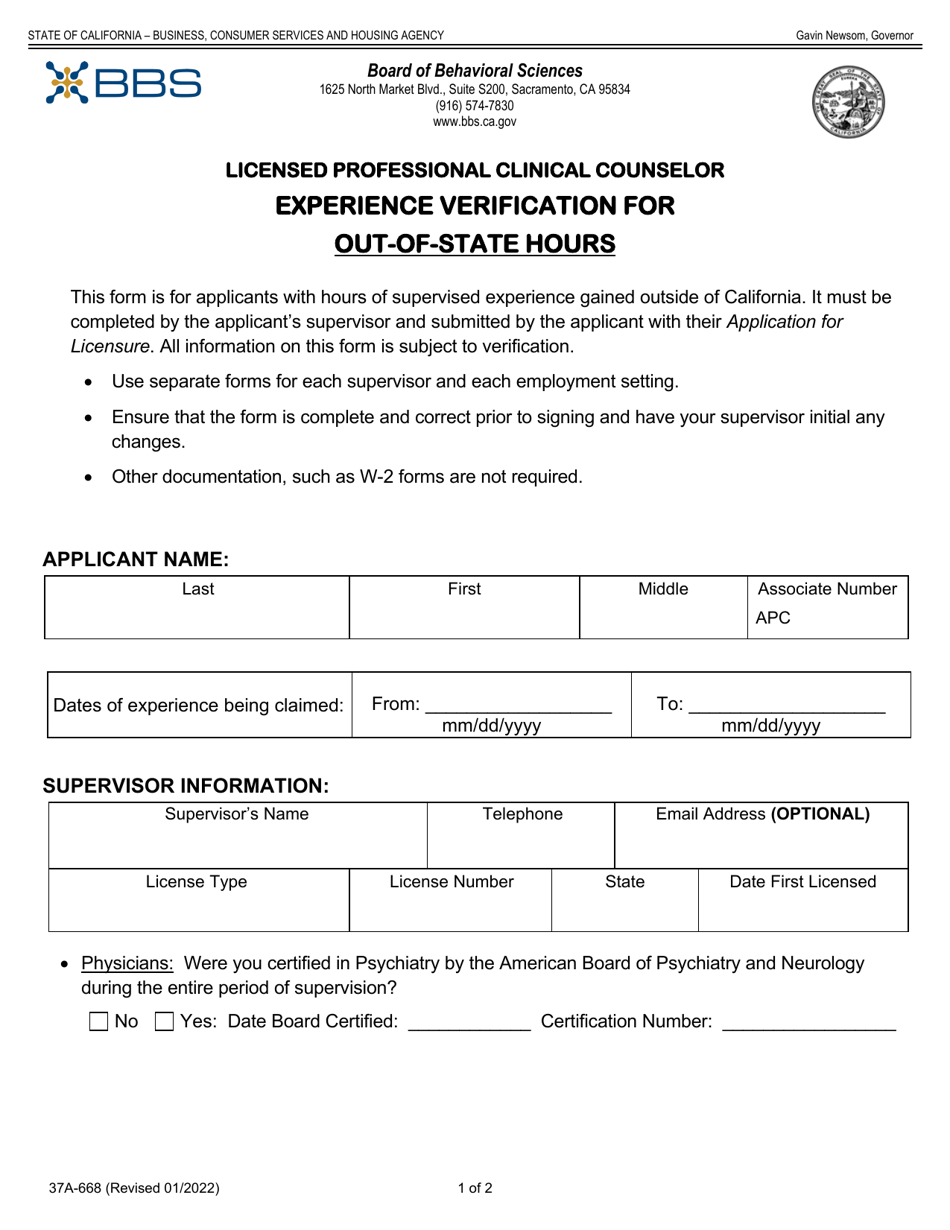 Form 37A-668 Download Fillable PDF or Fill Online Licensed Professional ...