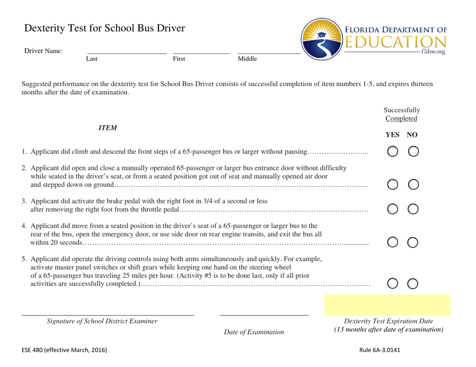 Form ESE480 - Fill Out, Sign Online and Download Fillable PDF, Florida ...