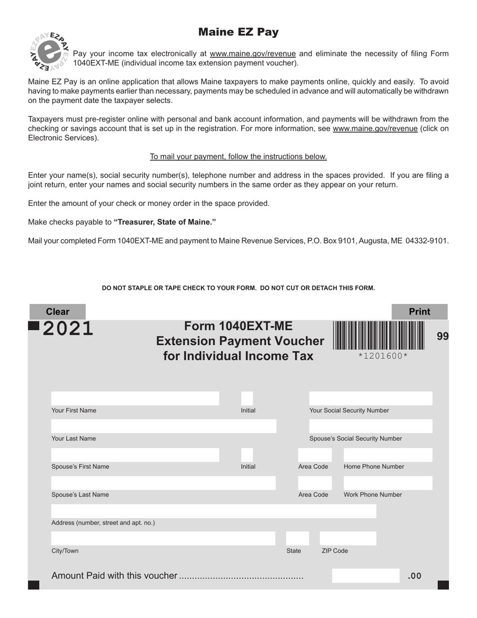 Form 1040EXT-ME - 2021 - Fill Out, Sign Online and Download Fillable ...