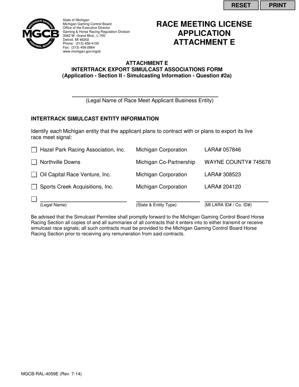 Form MGCB-RAL-4059 Attachment E - Fill Out, Sign Online and Download ...
