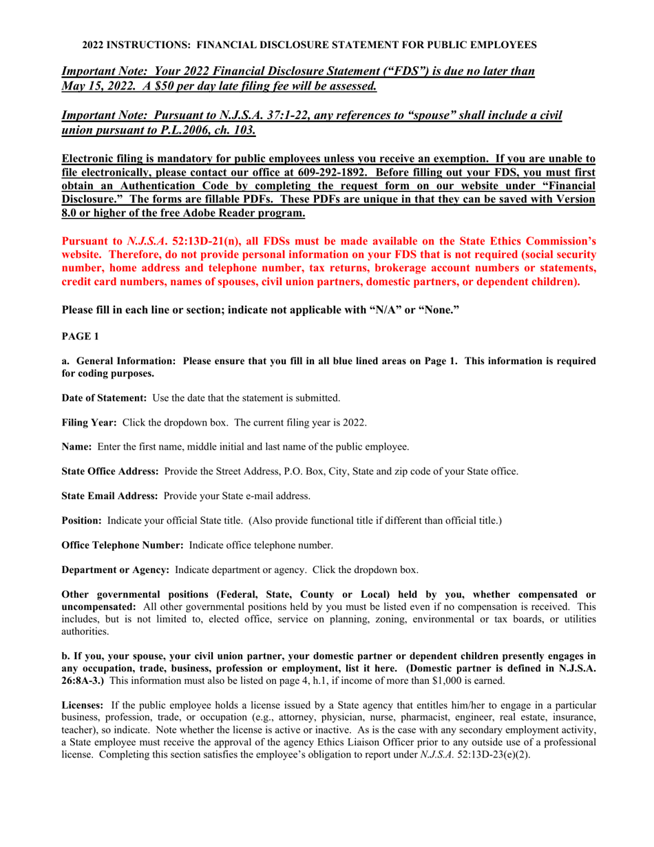 Download Instructions for Financial Disclosure Statement for Public ...