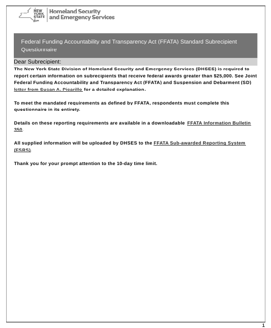 New York Federal Funding Accountability and Transparency Act (Ffata ...
