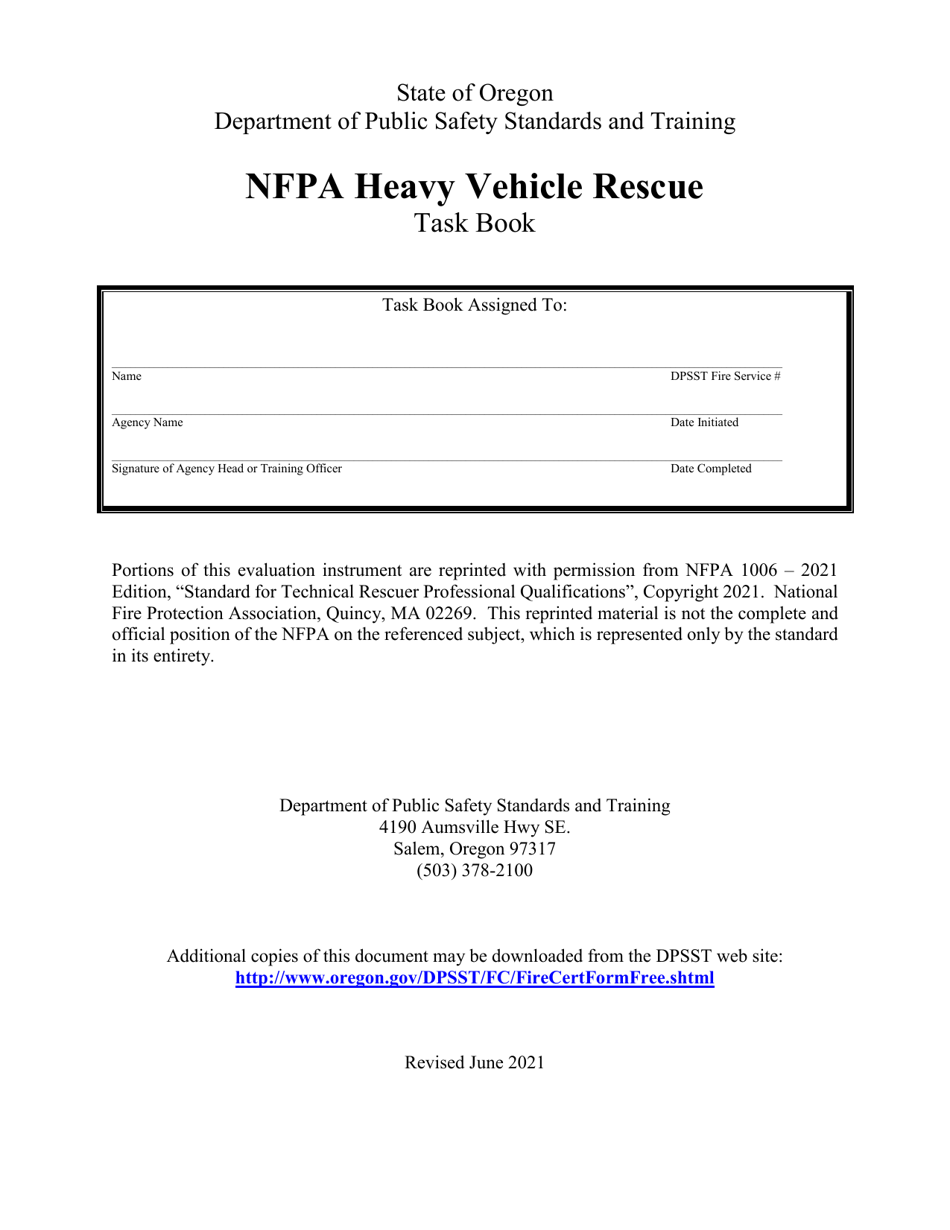 Oregon NFPA Heavy Vehicle Rescue Task Book - Fill Out, Sign Online and ...