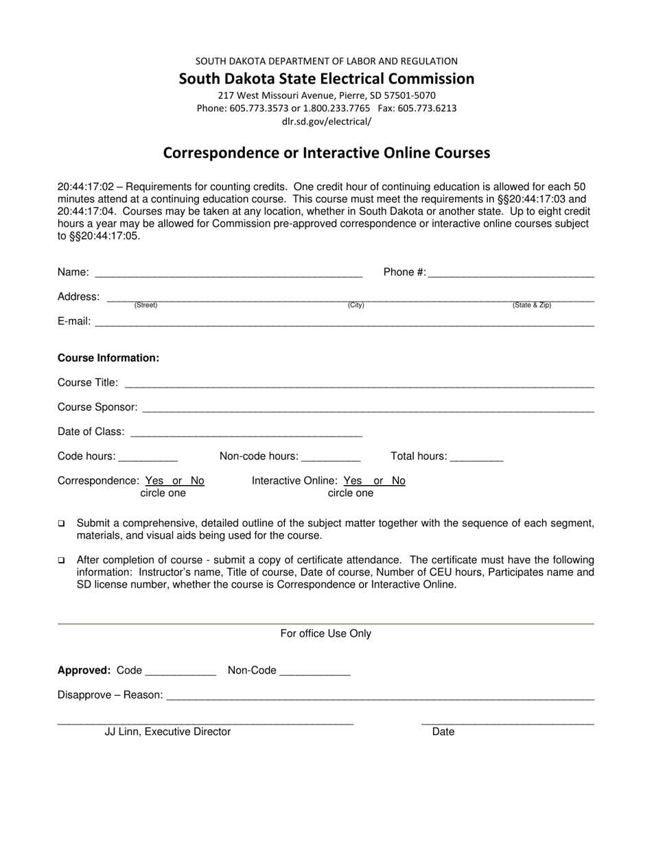 South Dakota Correspondence or Interactive Online Courses - Fill Out ...