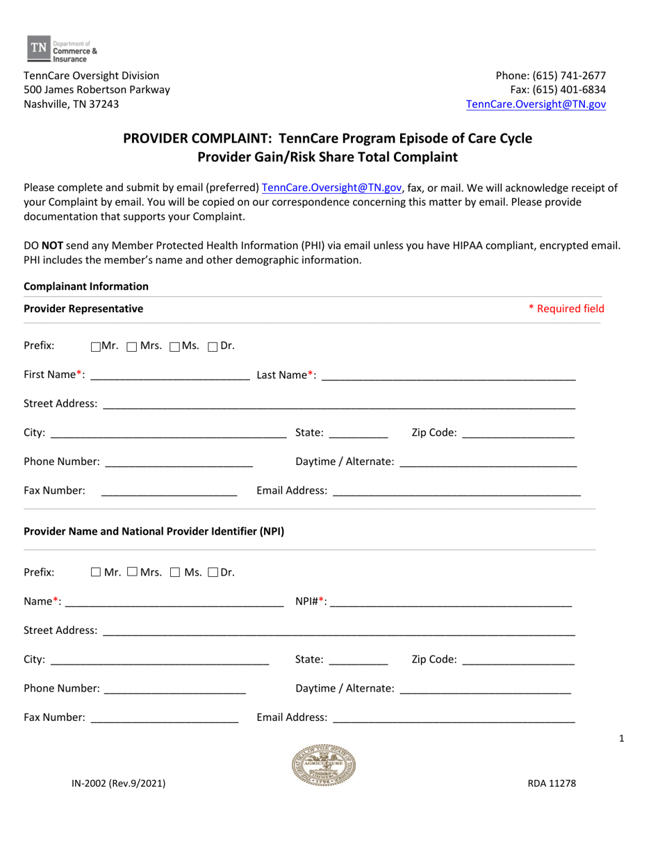 Form IN-2002 - Fill Out, Sign Online and Download Fillable PDF ...