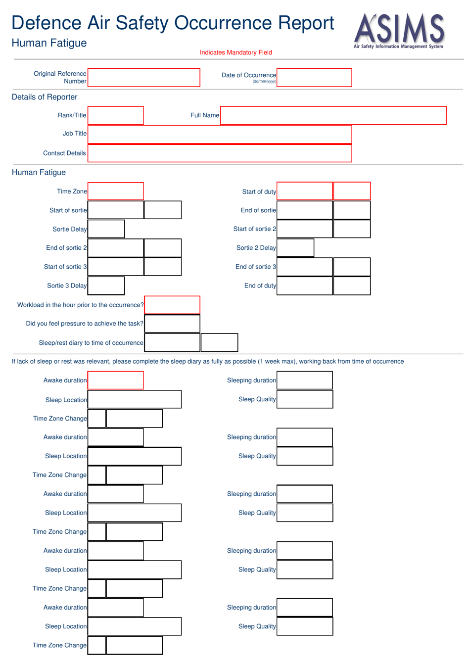 United Kingdom Defence Air Safety Occurrence Report - Human Fatigue ...