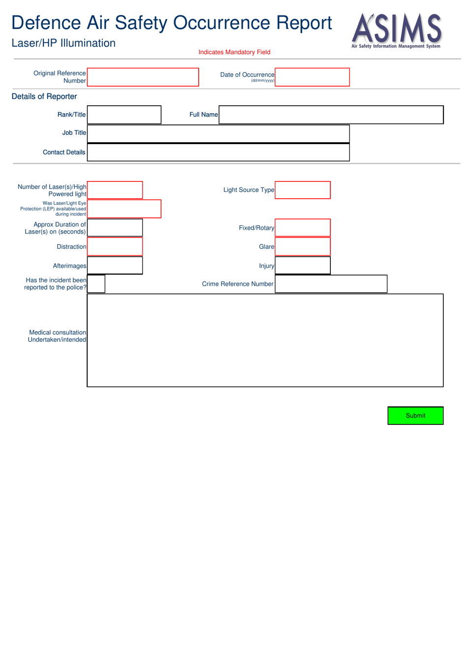 United Kingdom Defence Air Safety Occurrence Report - Laser/Hp ...