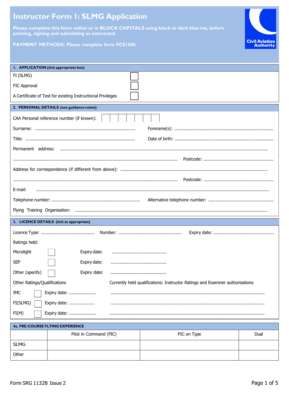 Instructor Form 1 (SRG1132B) - Fill Out, Sign Online and Download ...