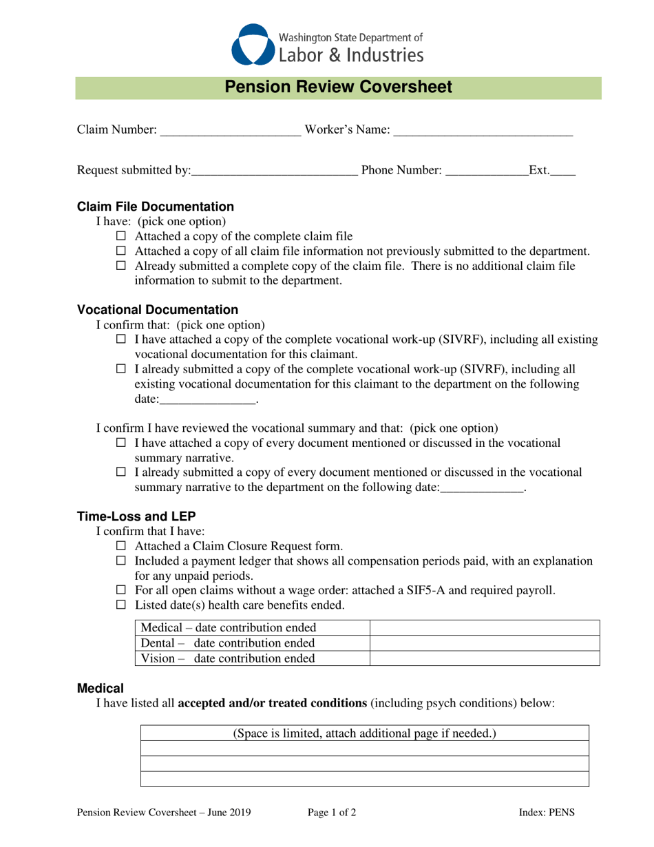 Washington Pension Review Coversheet - Fill Out, Sign Online and ...
