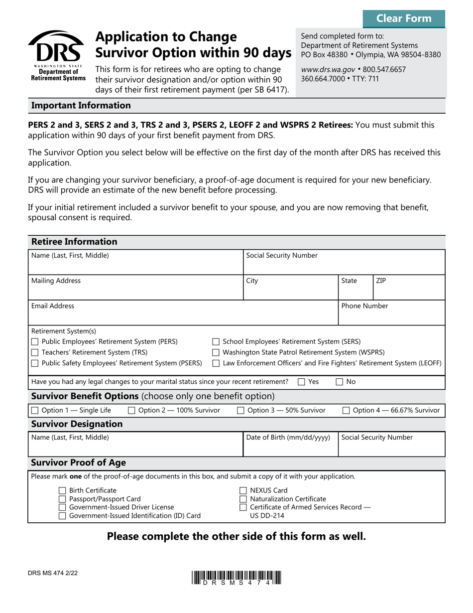 Form DRS MS474 - Fill Out, Sign Online and Download Fillable PDF ...