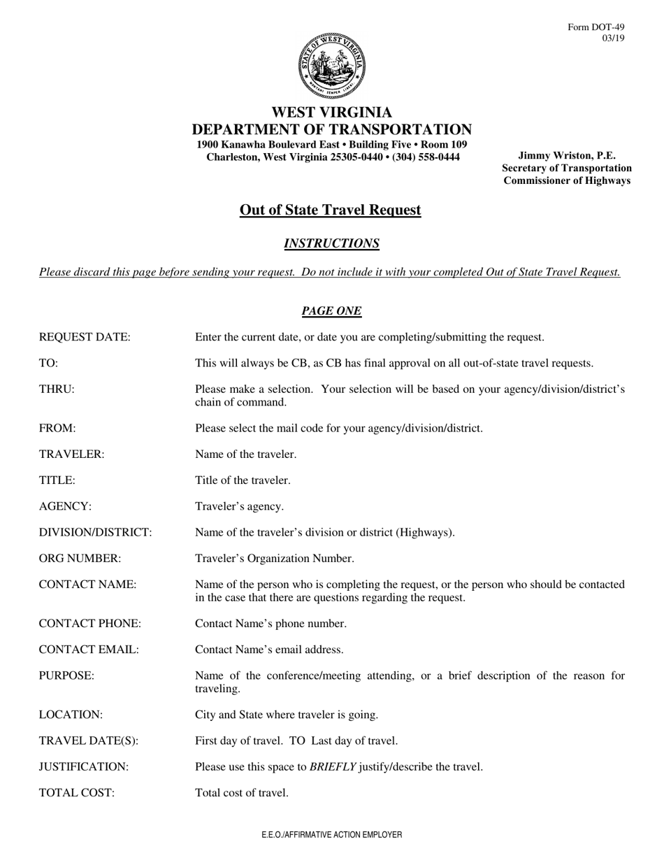 Form DOT-49 - Fill Out, Sign Online and Download Fillable PDF, West ...