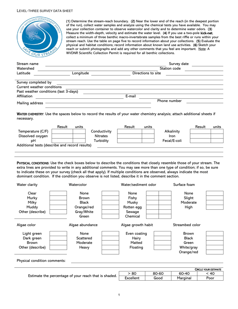 West Virginia Level-Three Survey Data Sheet - Fill Out, Sign Online and ...