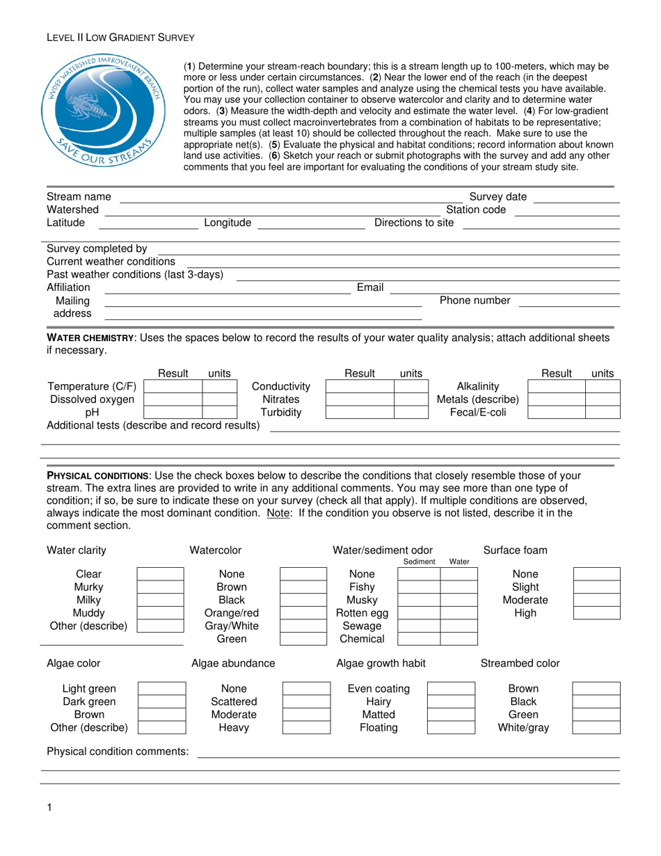 West Virginia Level II Low Gradient Survey - Fill Out, Sign Online and ...