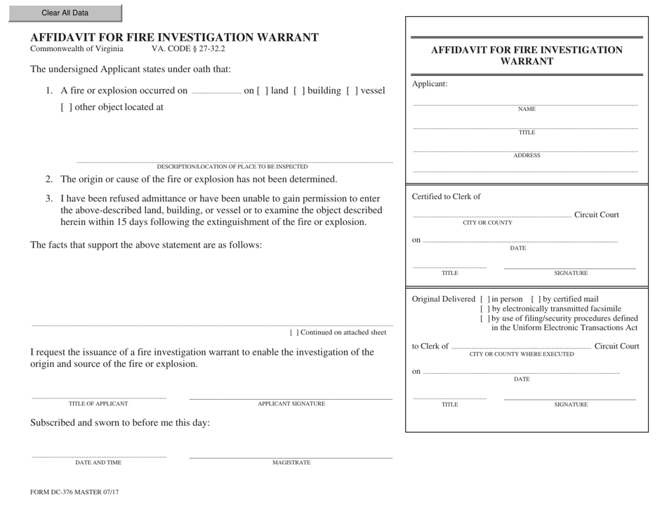 Form DC-376 - Fill Out, Sign Online and Download Fillable PDF, Virginia ...