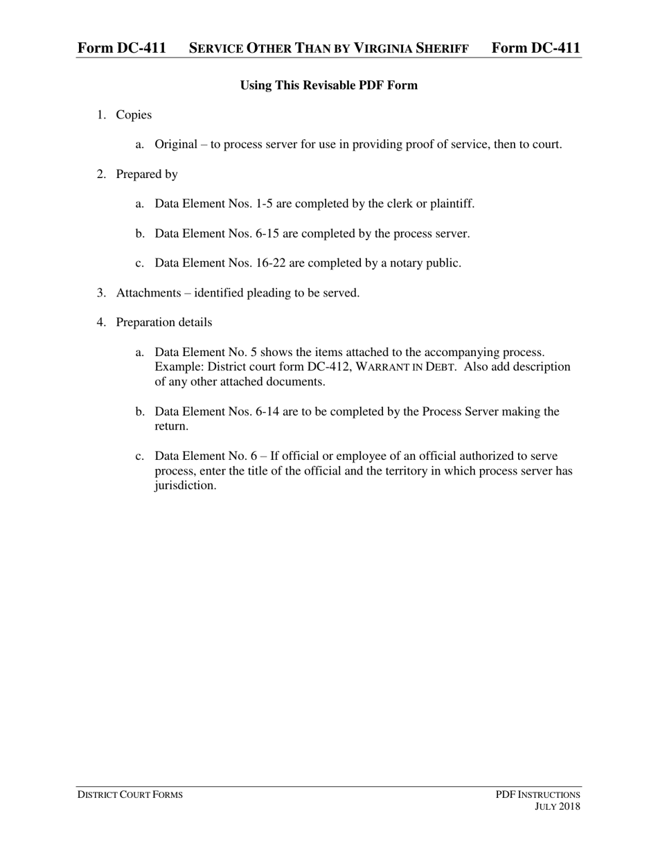 Download Instructions for Form DC-411 Service Other Than by Virginia ...