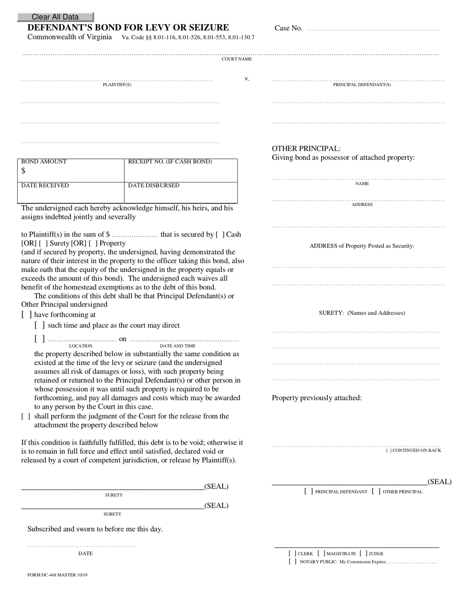 Form DC-448 - Fill Out, Sign Online and Download Fillable PDF, Virginia ...
