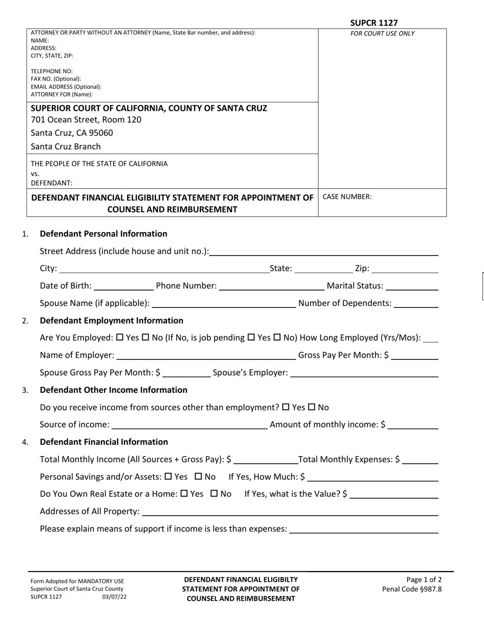 Form SUPCR1127 - Fill Out, Sign Online and Download Fillable PDF ...