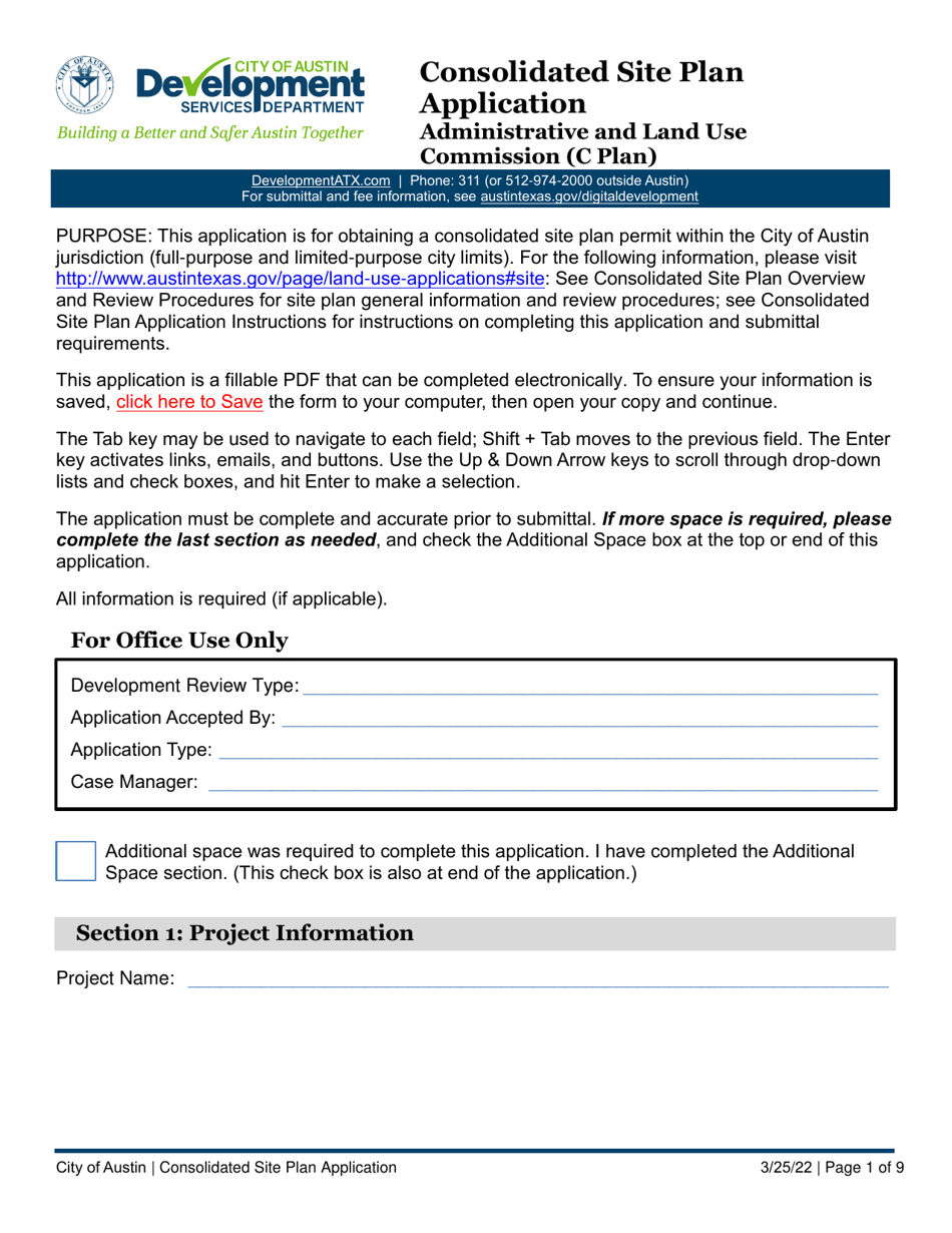 City of Austin, Texas Consolidated Site Plan Application ...