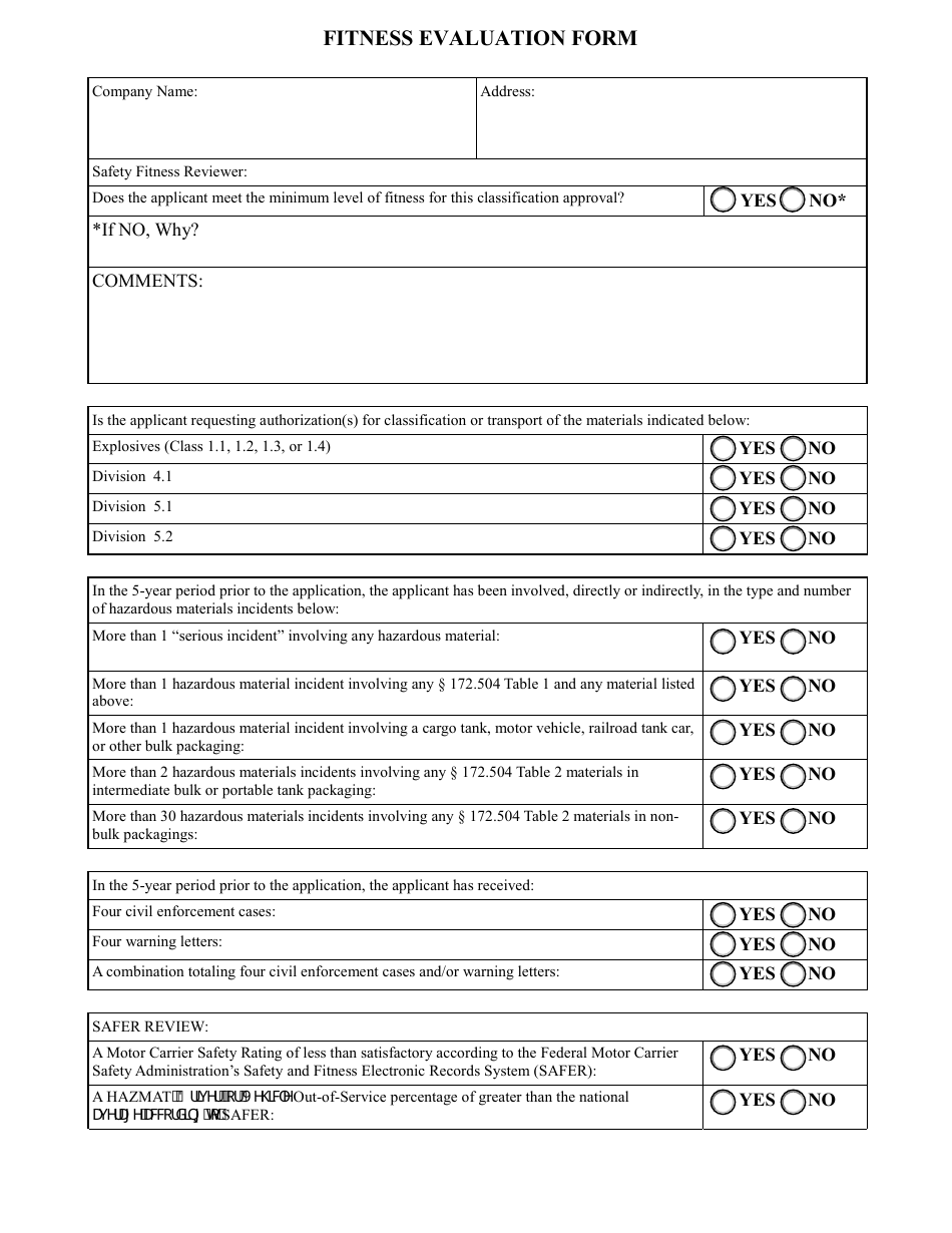 Fitness Evaluation Form - Fill Out, Sign Online and Download PDF ...
