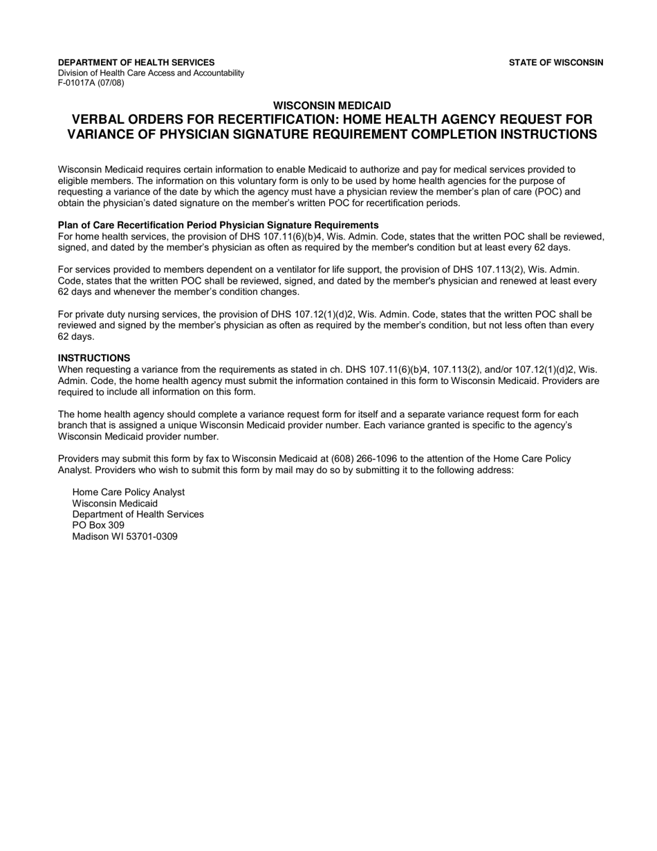 Download Instructions for Form F-01017 Verbal Orders for ...