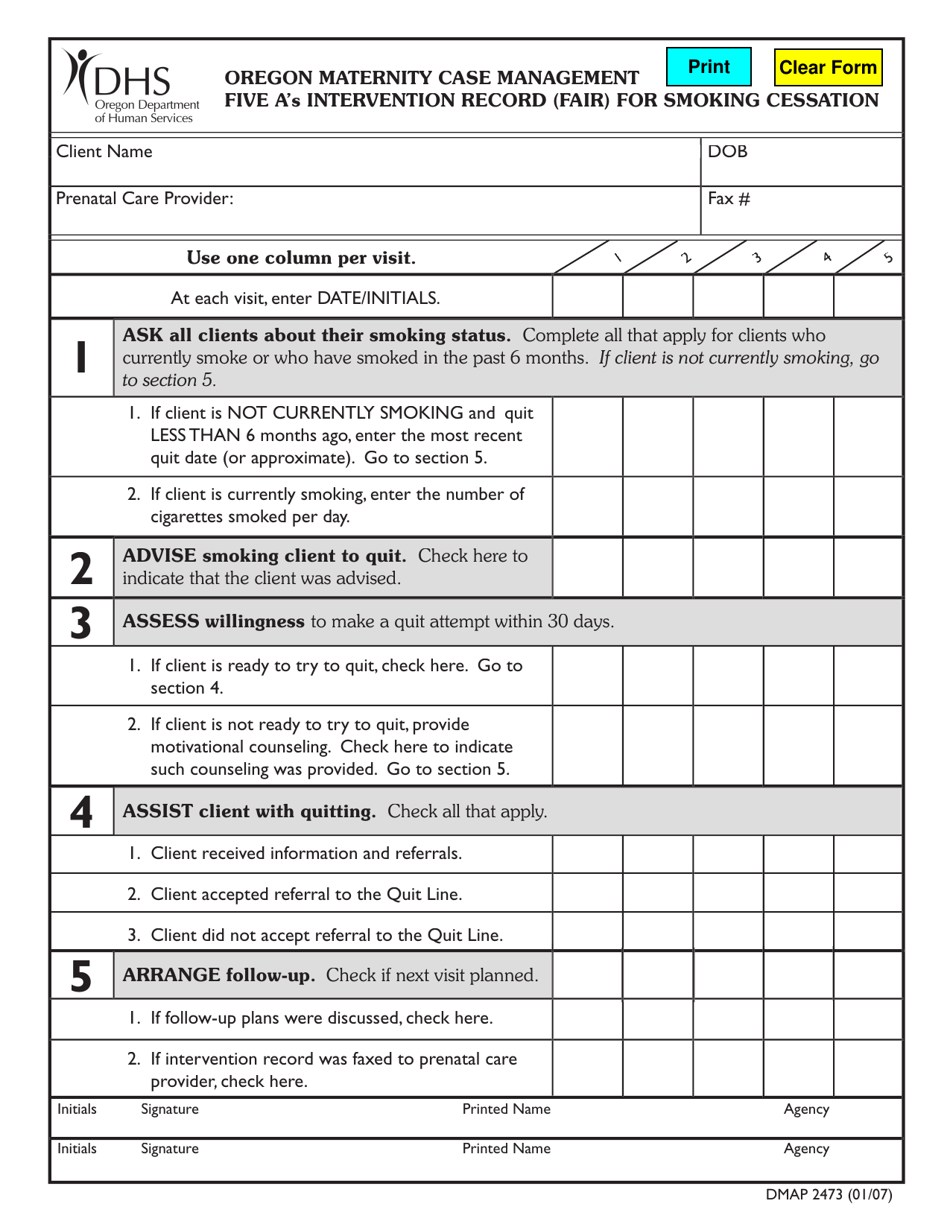 Form DMAP2473 - Fill Out, Sign Online and Download Fillable PDF, Oregon ...