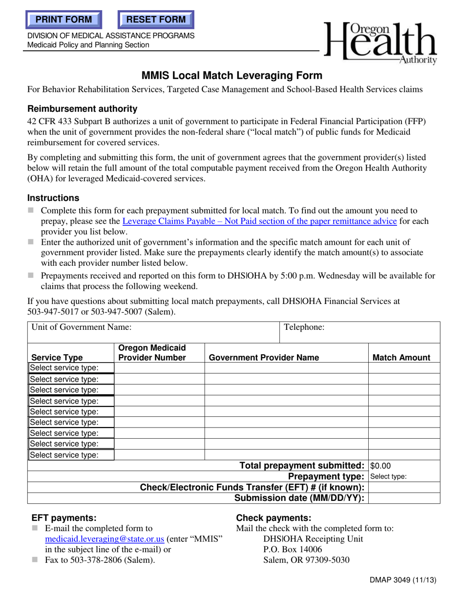 Form DMAP3049 - Fill Out, Sign Online and Download Fillable PDF, Oregon ...