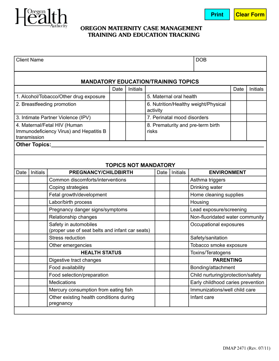 Form DMAP2471 - Fill Out, Sign Online and Download Fillable PDF, Oregon ...