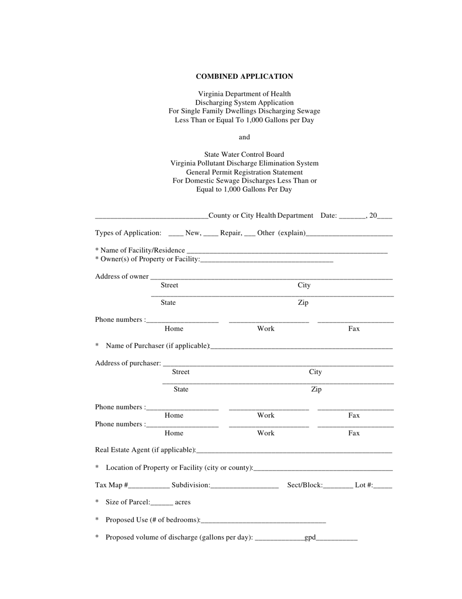 Virginia Combined Application - Fill Out, Sign Online and Download PDF ...