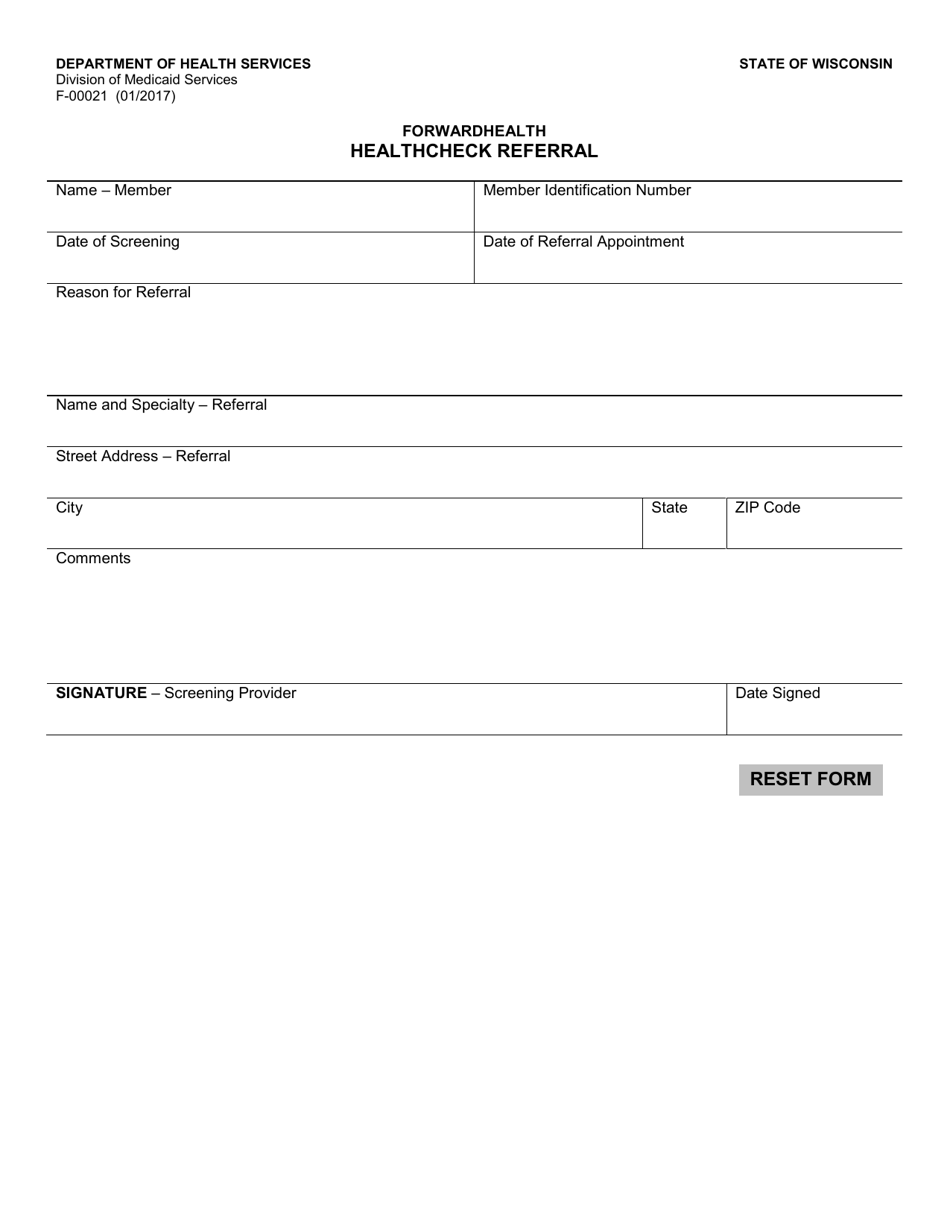 Form F-00021 - Fill Out, Sign Online and Download Fillable PDF ...