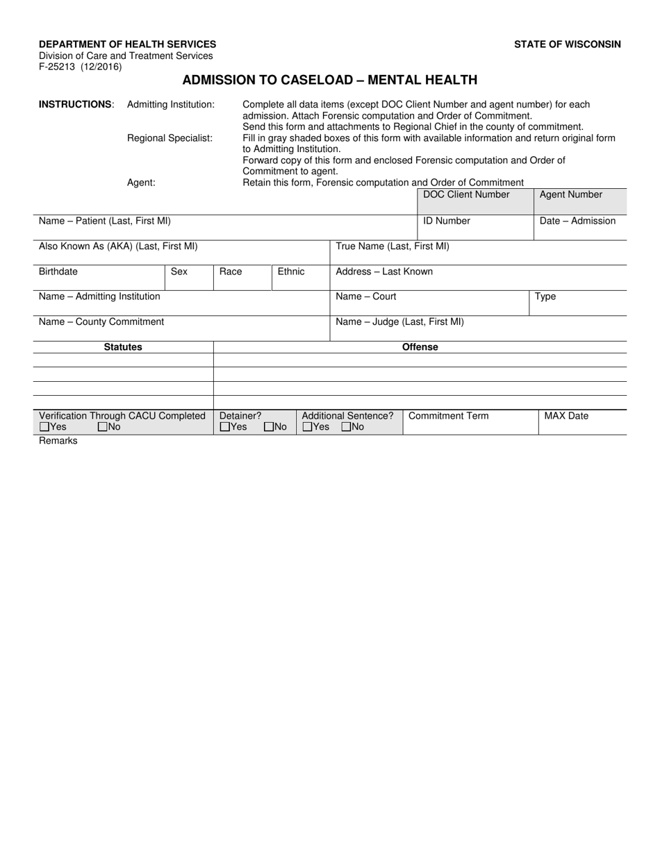 Form F-25213 - Fill Out, Sign Online and Download Printable PDF ...