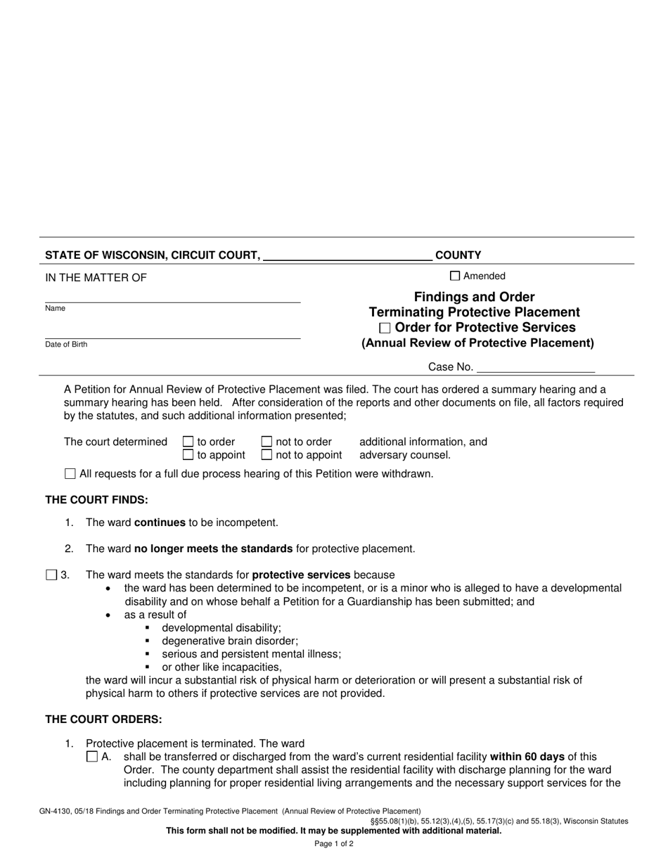 Form GN-4130 - Fill Out, Sign Online and Download Printable PDF ...
