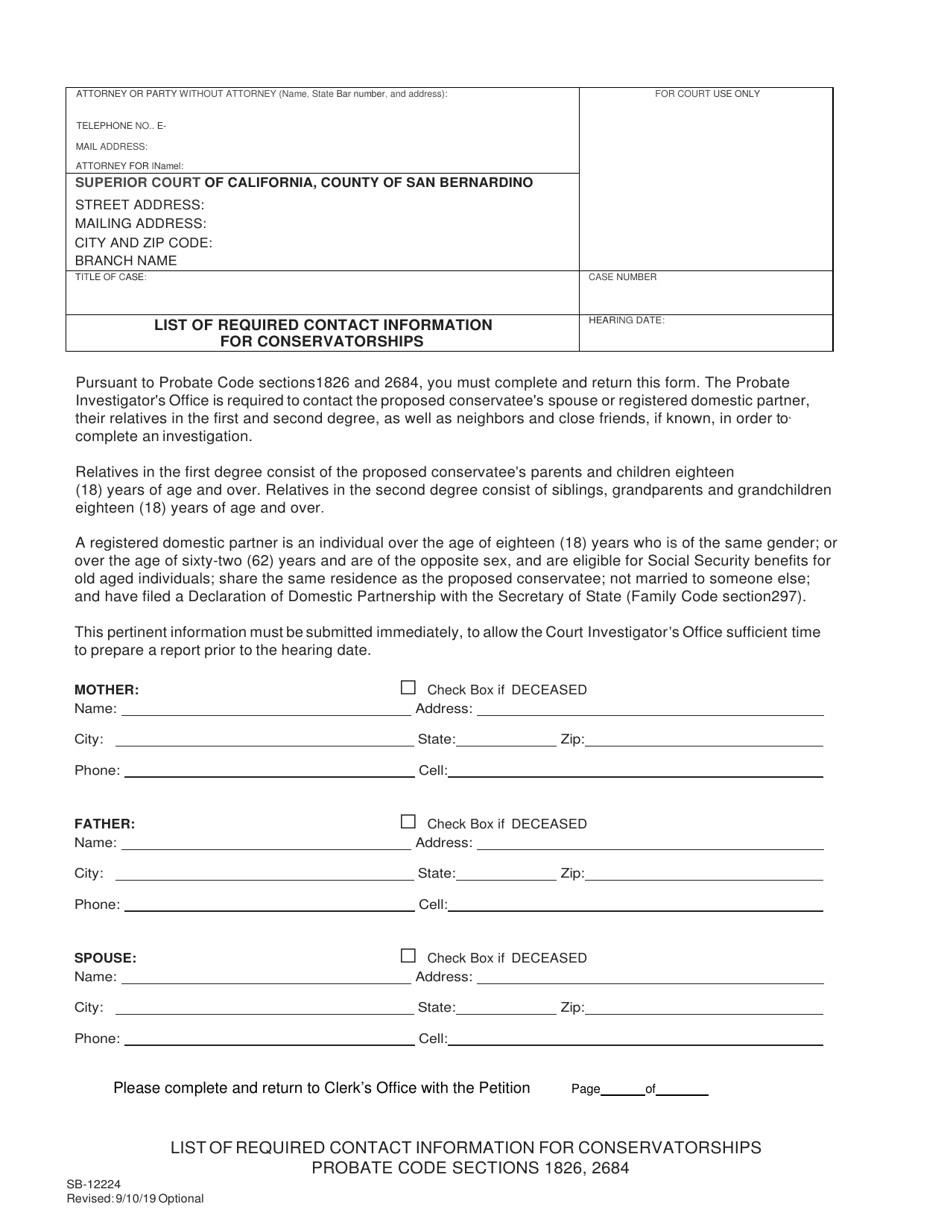 Form SB-12224 - Fill Out, Sign Online and Download Printable PDF ...