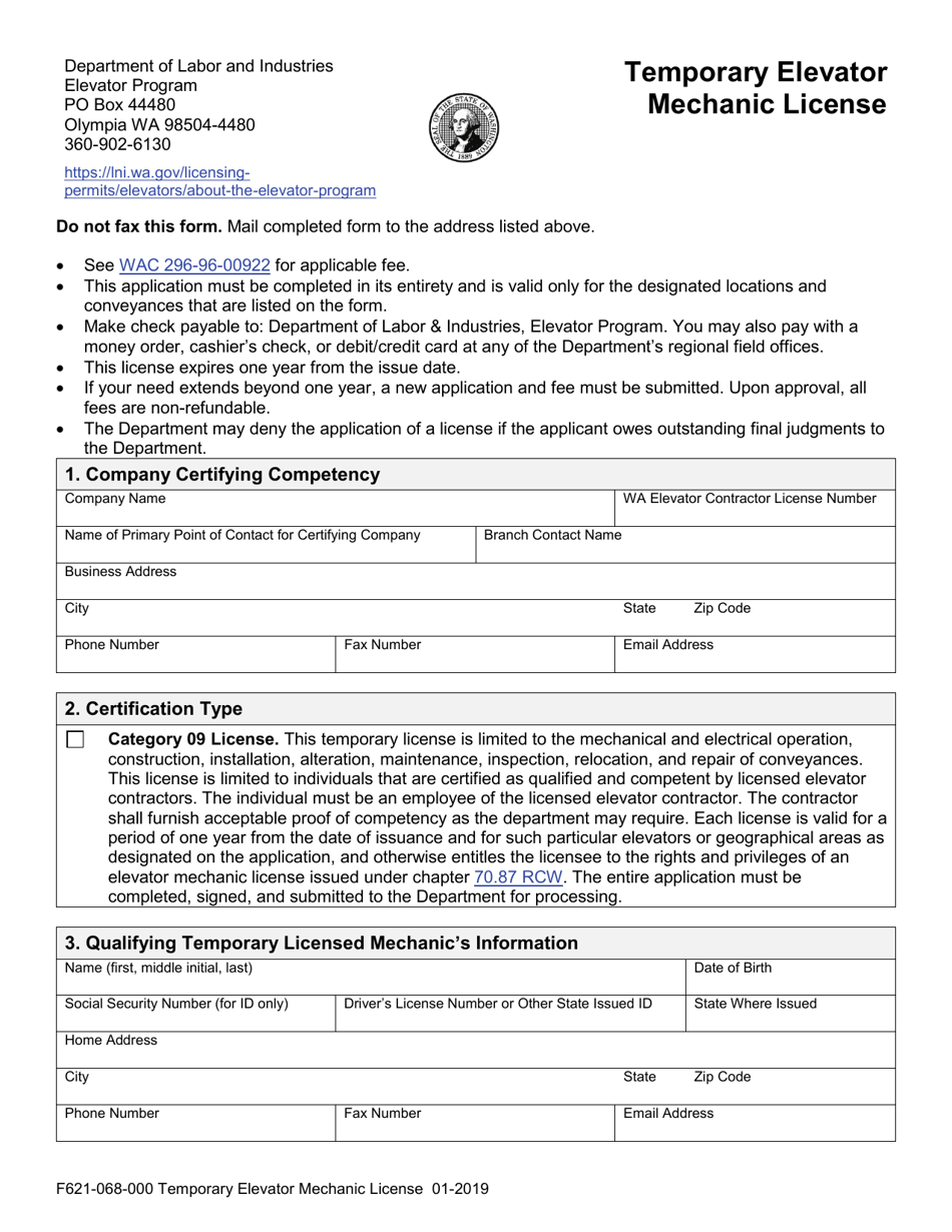 Form F621-068-000 - Fill Out, Sign Online and Download Fillable PDF ...