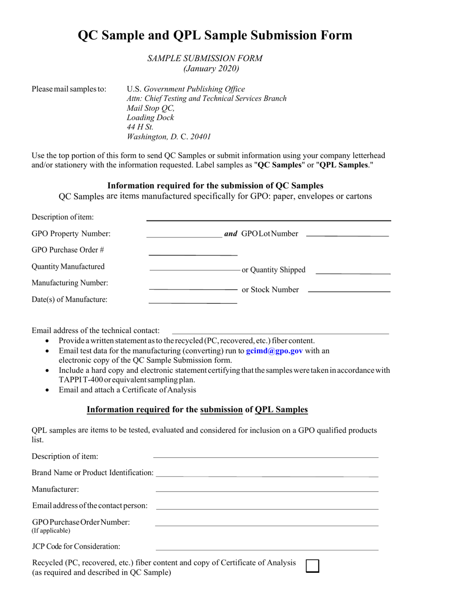 Qc Sample and Qpl Sample Submission Form - Fill Out, Sign Online and ...