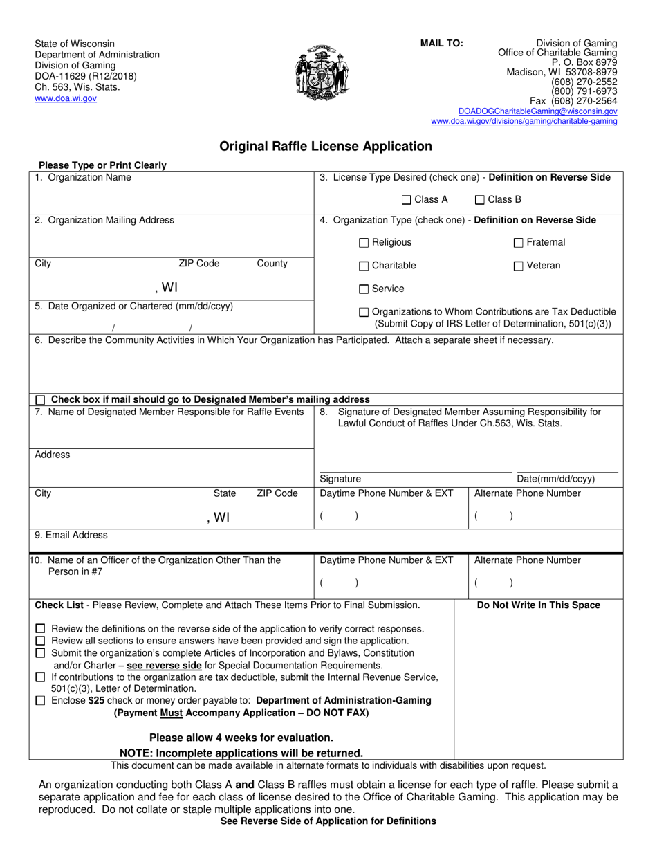 Form DOA-11629 - Fill Out, Sign Online and Download Printable PDF ...