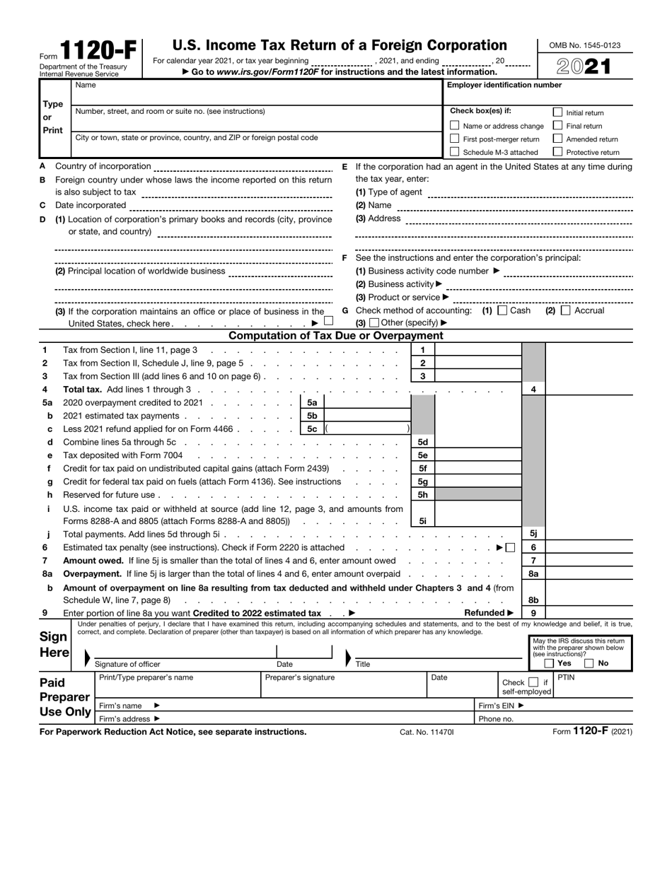 IRS Form 1120-F - 2021 - Fill Out, Sign Online and Download Fillable ...