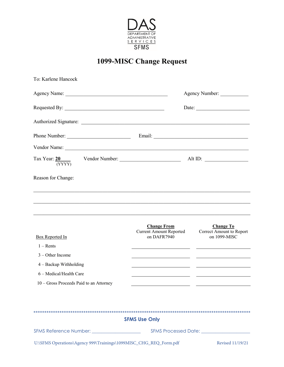 Oregon 1099-misc Change Request - Fill Out, Sign Online and Download ...