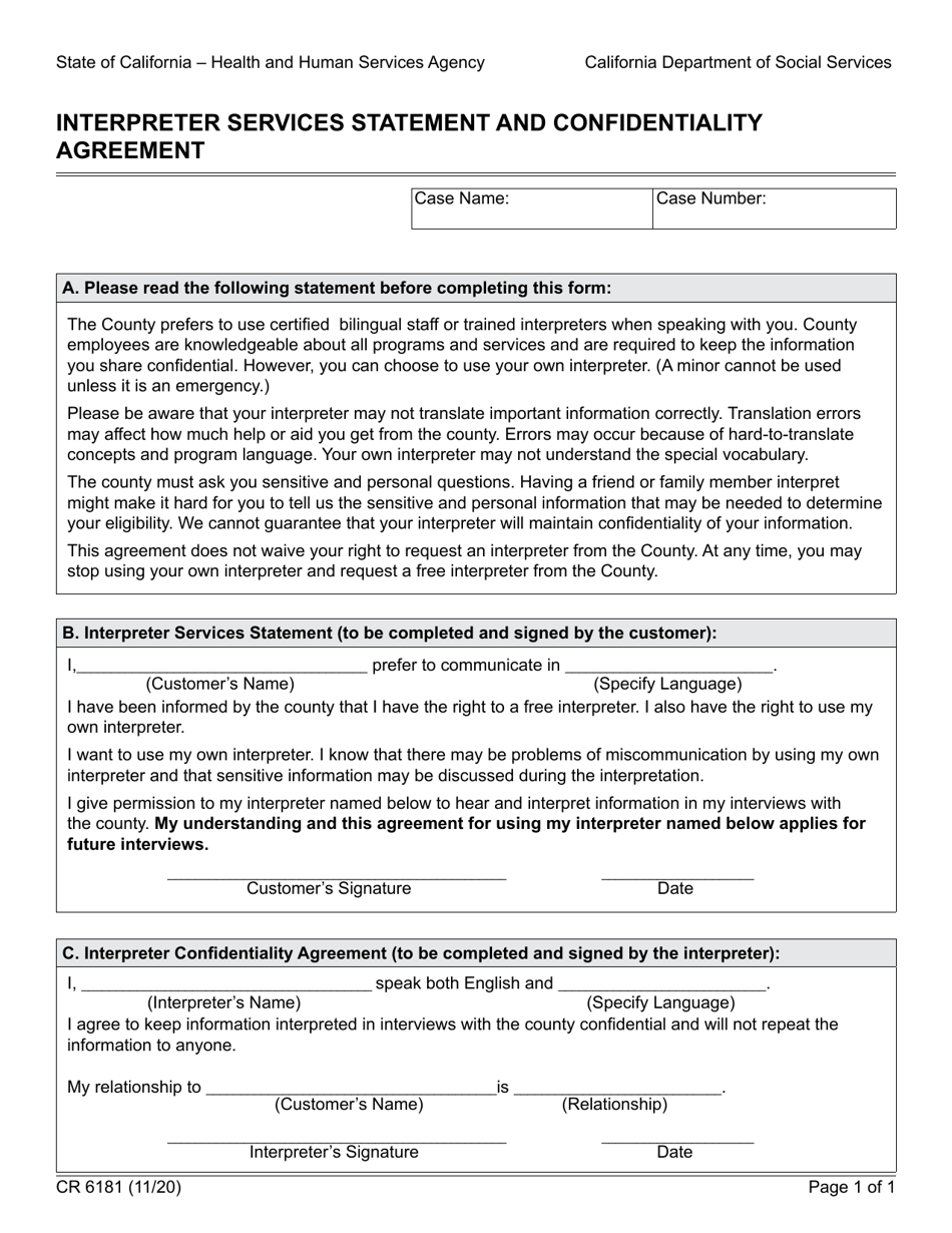 Form CR6181 - Fill Out, Sign Online and Download Fillable PDF ...