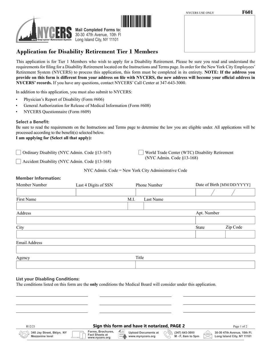 Form F601 Download Printable PDF or Fill Online Application for ...