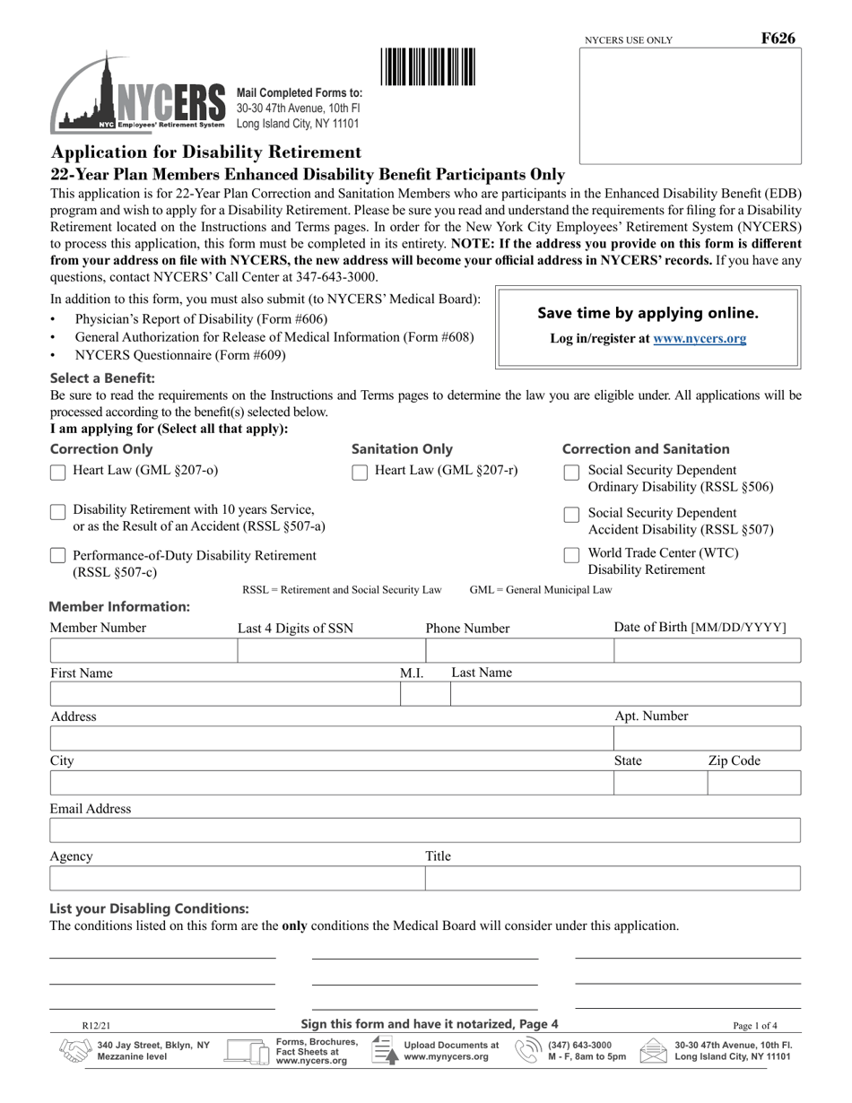 Form F626 - Fill Out, Sign Online and Download Printable PDF, New York ...