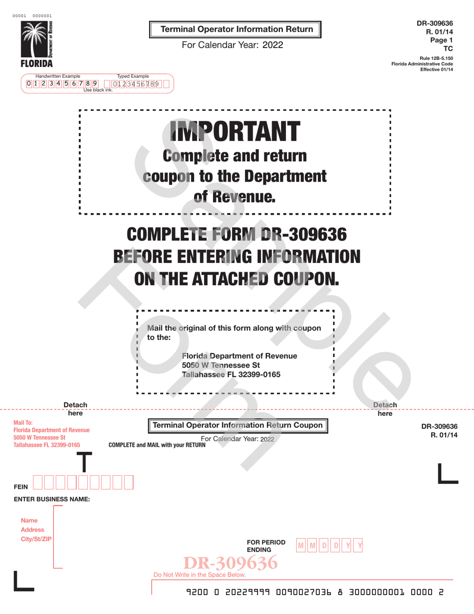 Form DR-309636 - 2022 - Fill Out, Sign Online and Download Printable ...