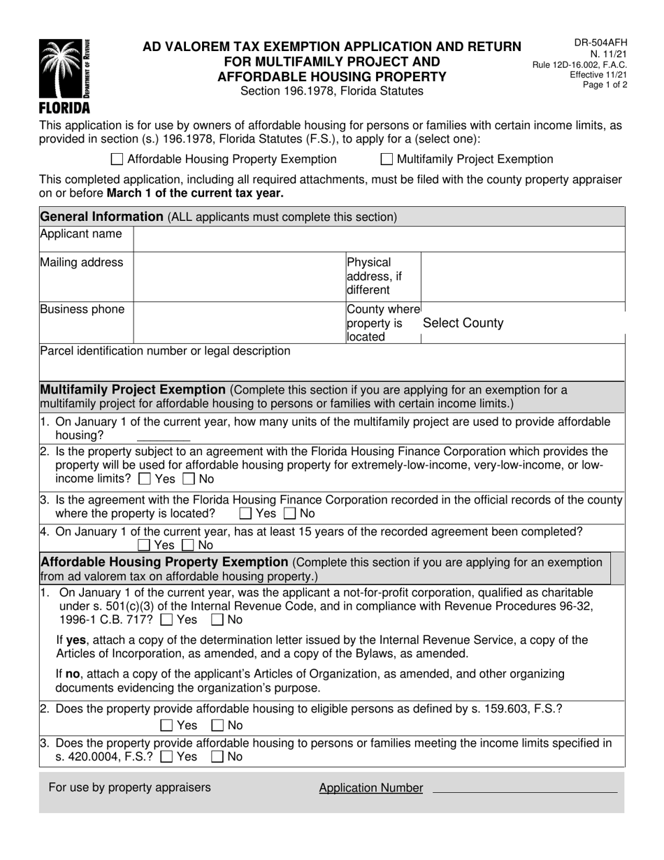 Form DR-504AFH - Fill Out, Sign Online and Download Fillable PDF ...