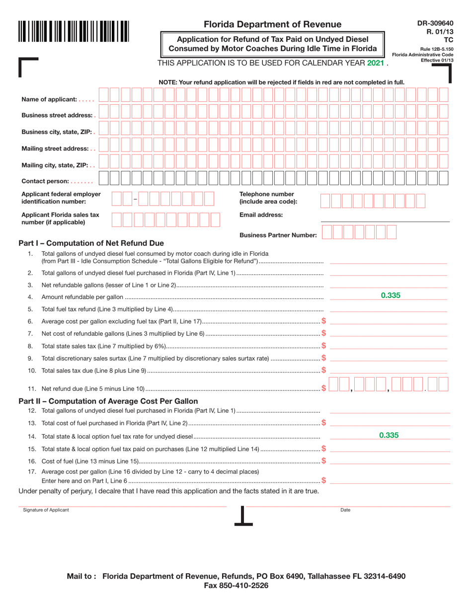 Form DR-309640 - 2021 - Fill Out, Sign Online and Download Printable ...