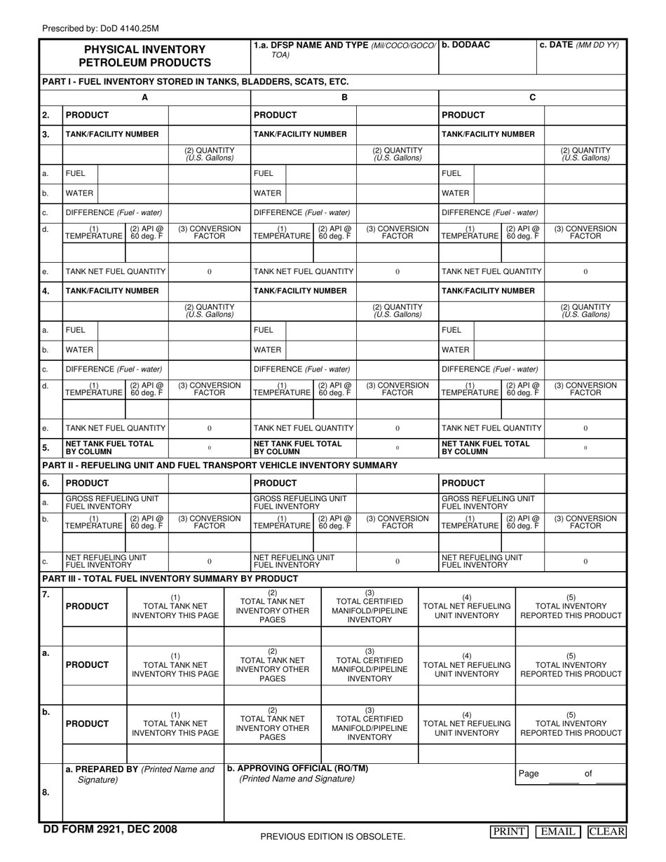 DD Form 2921 - Fill Out, Sign Online and Download Fillable PDF ...