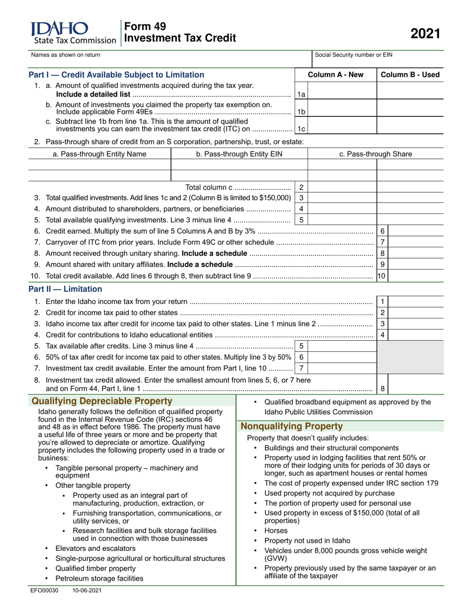 Form 49 (EFO00030) - 2021 - Fill Out, Sign Online and Download Fillable ...