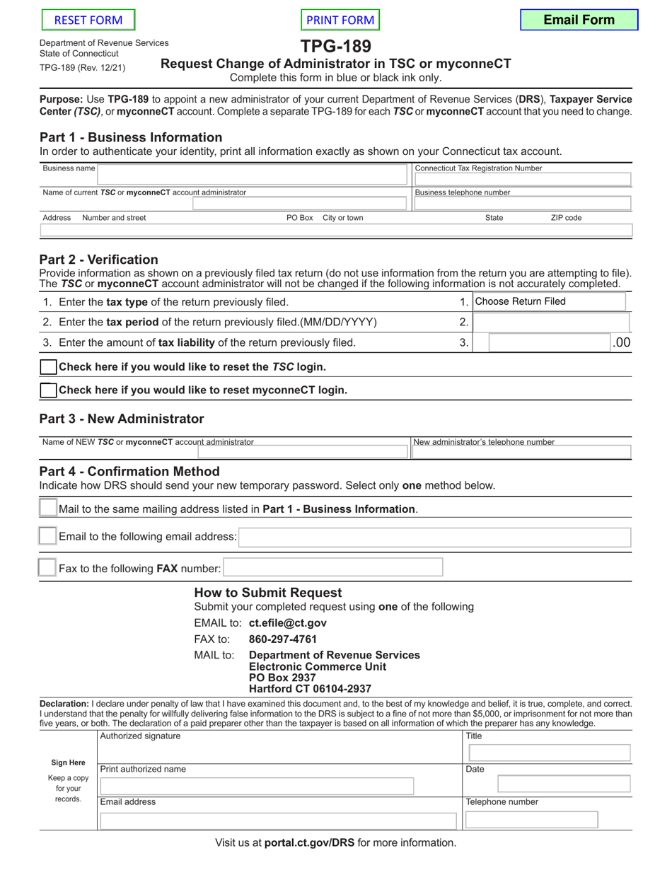 Form TPG-189 Download Fillable PDF or Fill Online Request Change of ...